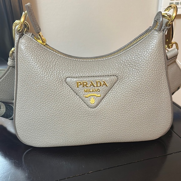 Prada | Bags | Prada Gray Leather Womens Bag New | Poshmark